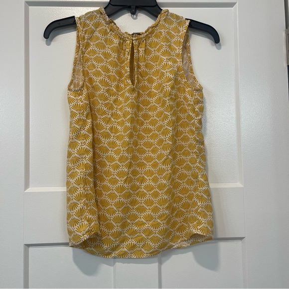Tops | Yellow Pattern Keyhole Tank | Poshmark